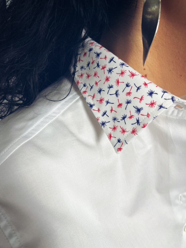 Camasa Alba Dama Slim Fit Bumbac Guler si Mansete Imprimate - Pineberry